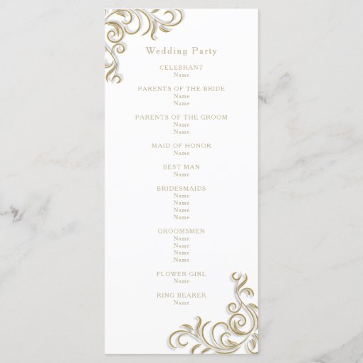 Wedding program elegant gold scroll border | Zazzle