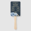 Wedding Program Elegant Midnight blue floral Hand Fan | Zazzle
