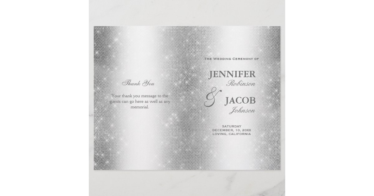 Wedding Program Elegant Silver Sparkles | Zazzle