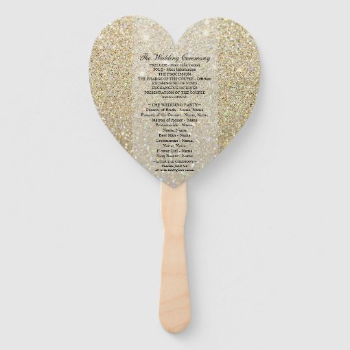 Wedding Program Fan - Gold Glitter Fab | Zazzle