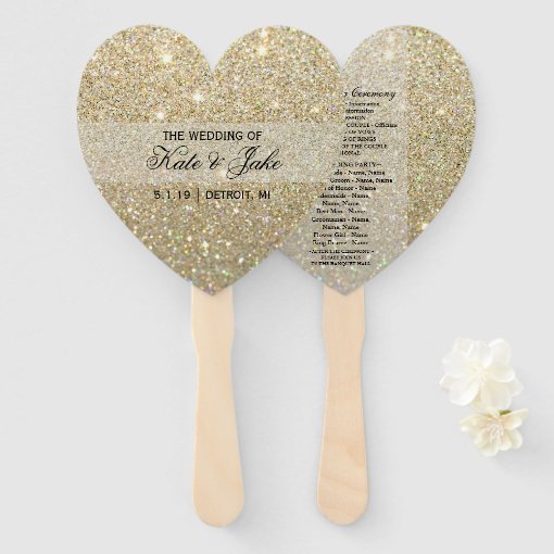 Wedding Program Fan - Gold Glitter Fab | Zazzle