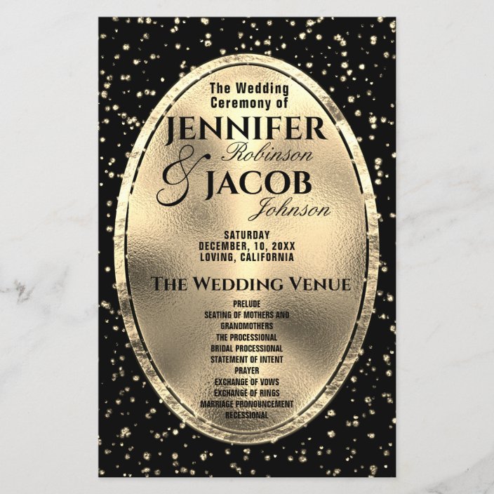 Wedding Program | Gold and Black | Zazzle.com