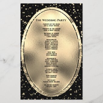 Wedding Program | Gold and Black | Zazzle