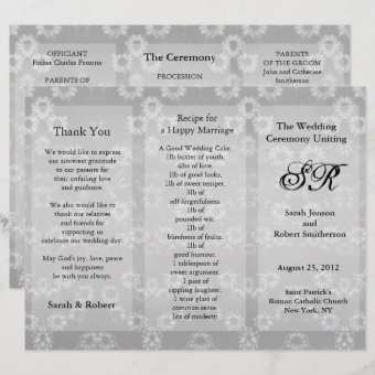 Wedding Program Gray Floral Flyer | Zazzle