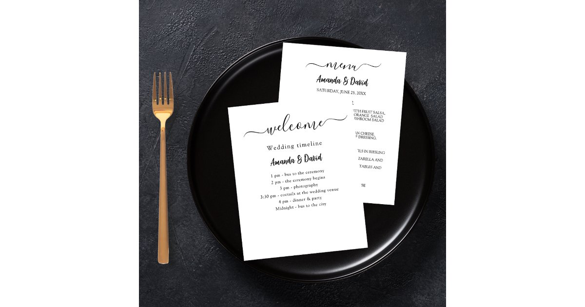 Wedding Program Menu white black budget Flyer | Zazzle