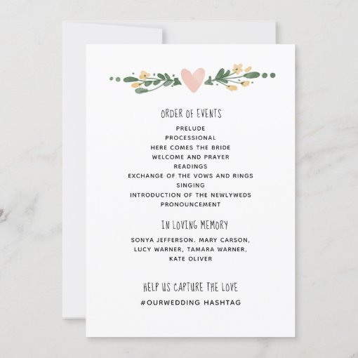 Wedding Program Order of Events | Zazzle