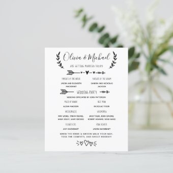 Wedding Program Order of Events | Zazzle