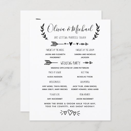 Wedding Program Order of Events | Zazzle