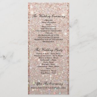 Wedding Program - Rose Gold Glitter Fab | Zazzle