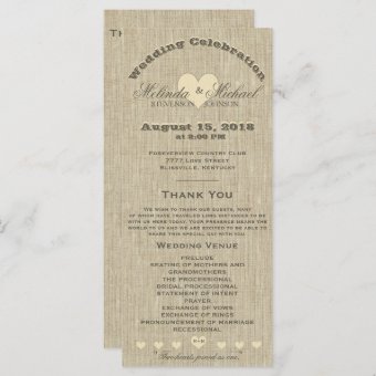 Wedding Program Rustic Linen | Zazzle
