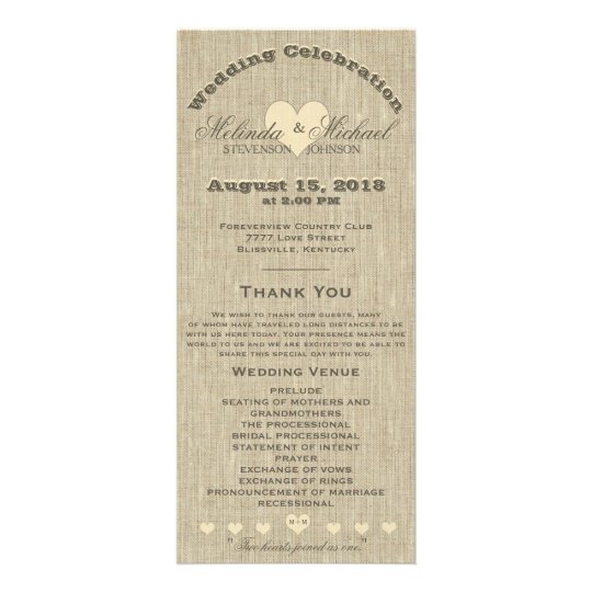Wedding Program Rustic Linen | Zazzle.com