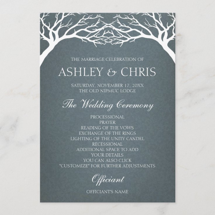 Wedding Program - Rustic Tree | Zazzle