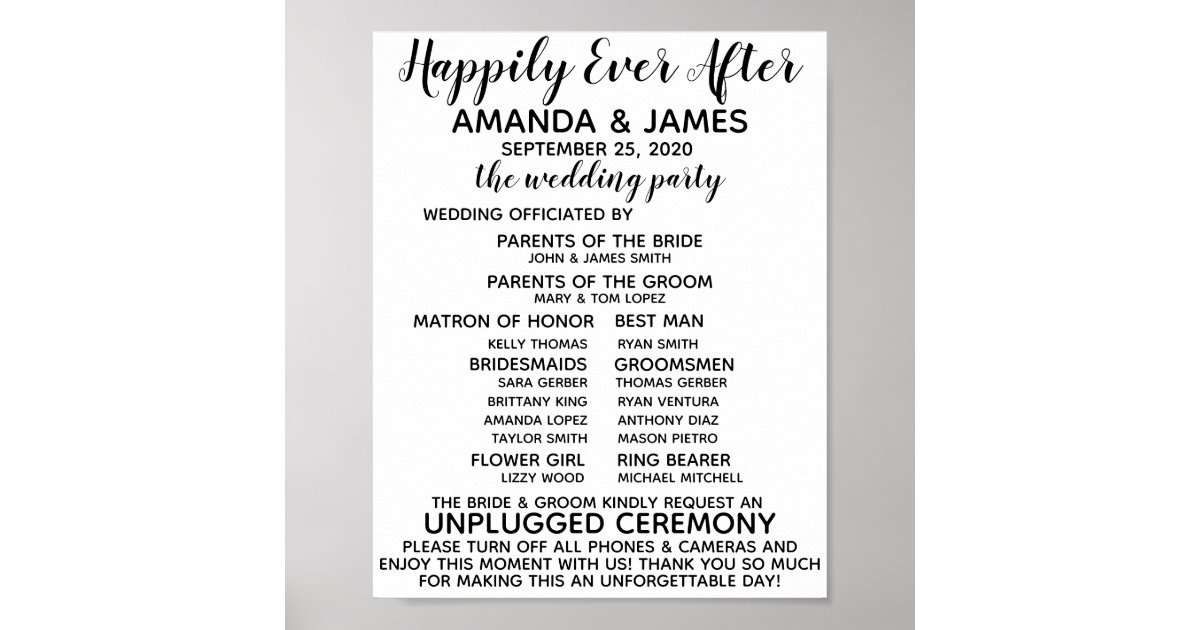 Wedding Program/Unplugged Sign | Zazzle