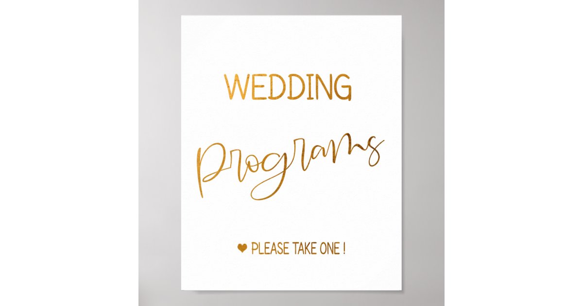 Wedding programs sign 8x10 poster | Zazzle
