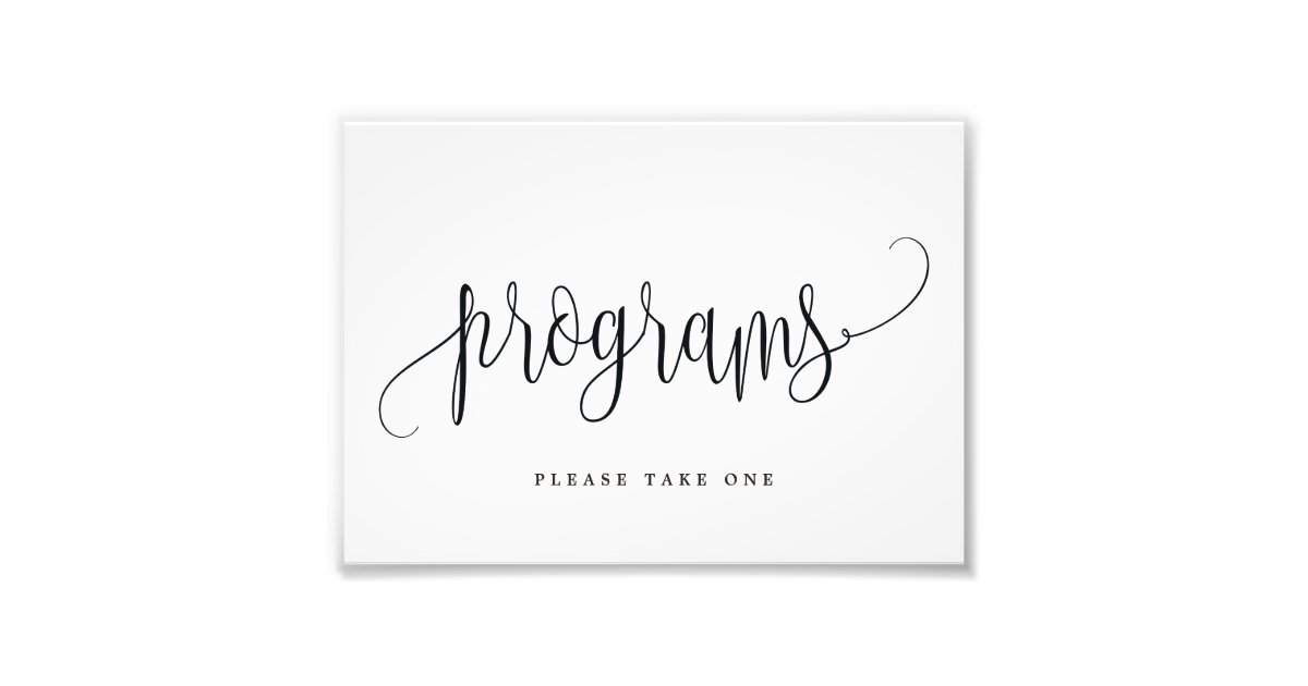 Wedding Programs Sign Choose Your Size Lovely | Zazzle