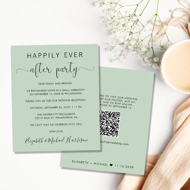 Wedding QR Code Happily Ever After Party Invite | Zazzle
