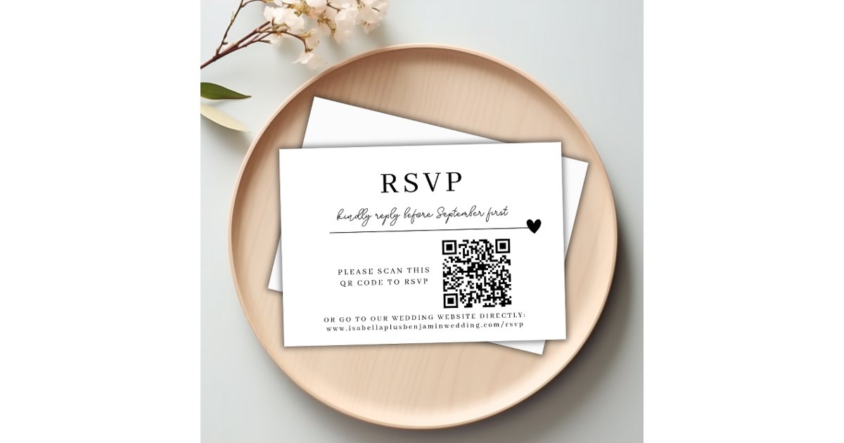 Wedding QR Code Modern Minimalist RSVP Card | Zazzle