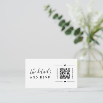 Wedding QR Code RSVP and Details Card Insert | Zazzle