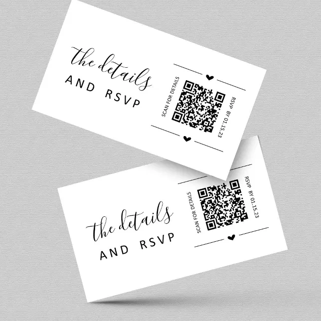 Wedding QR Code RSVP and Details Card Insert | Zazzle