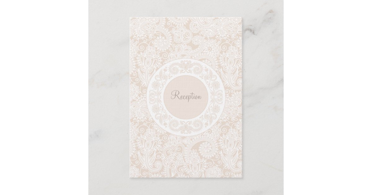 Wedding Reception Card Champagne Ivory Lace | Zazzle