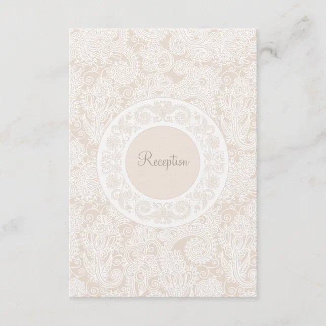Wedding Reception Card Champagne Ivory Lace | Zazzle