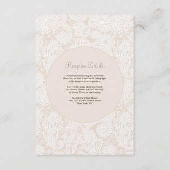 Wedding Reception Card Champagne Ivory Lace | Zazzle