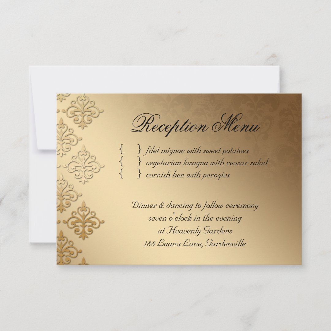 Wedding Reception Card Indian Damask Baby Pink | Zazzle