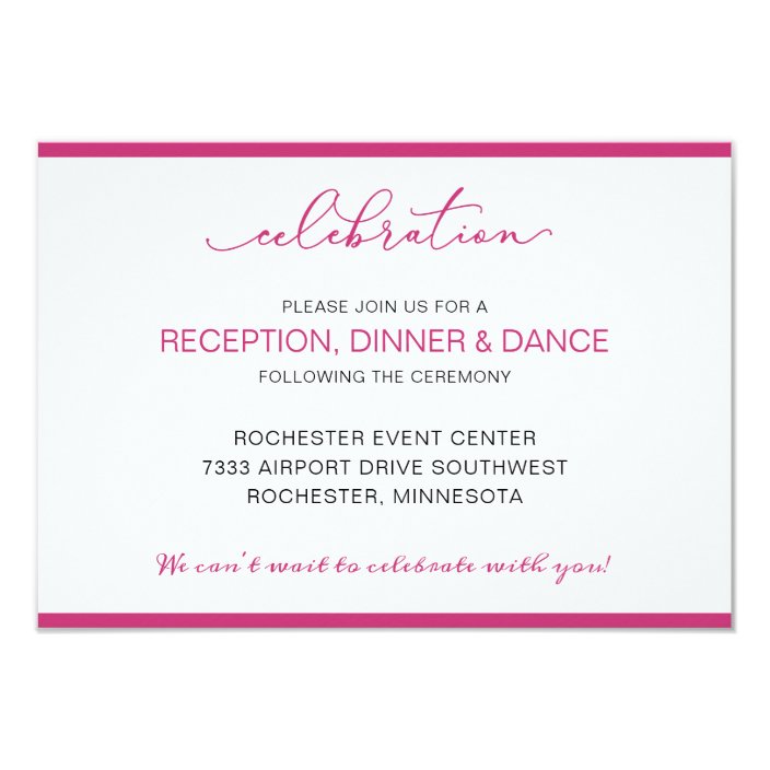 Wedding Reception Card with Short Order of Events | Zazzle.com
