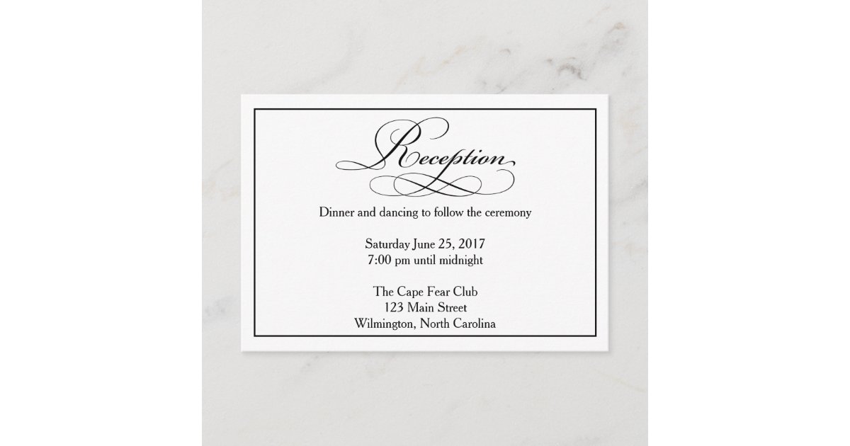 Wedding Reception Details Card | Zazzle