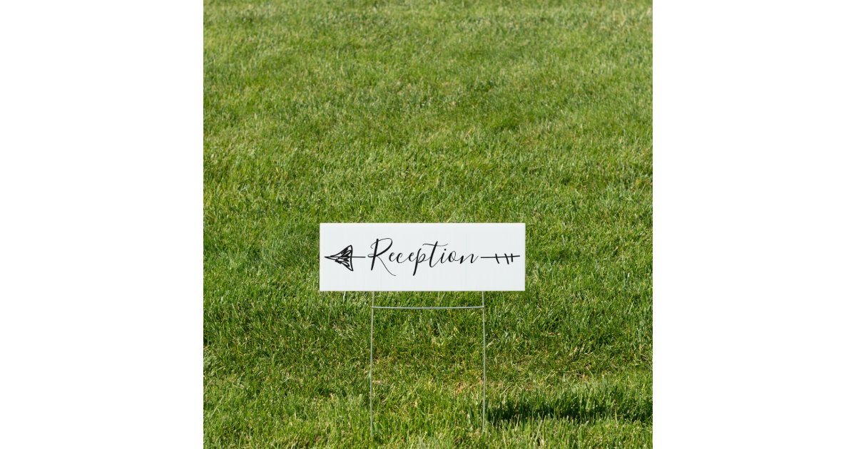 Wedding reception Direction Arrow Small Sign | Zazzle