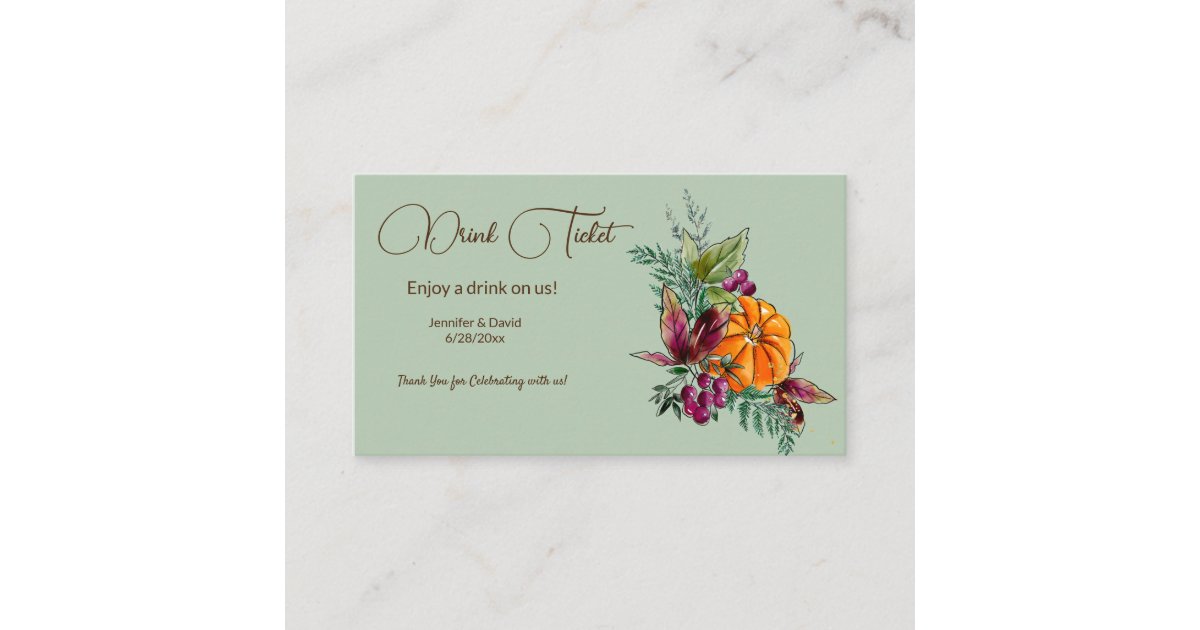 Wedding Reception Drink Ticket Enclosure Card | Zazzle