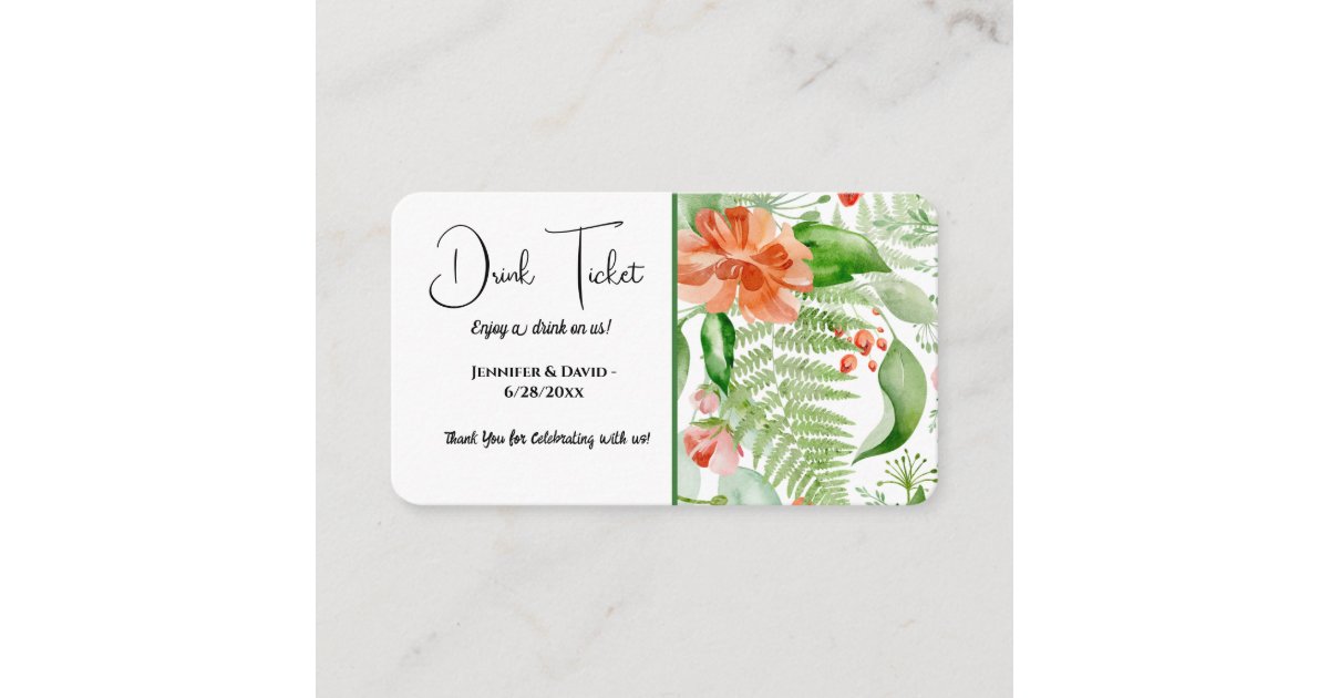 Wedding Reception Drink Ticket Enclosure Card | Zazzle