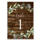 Wedding Reception Eucalyptus Greenery Rustic Wood Table Number | Zazzle
