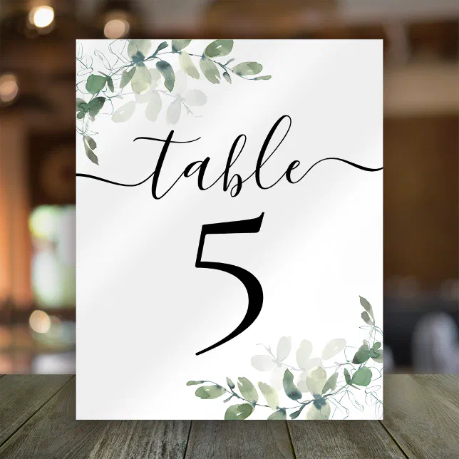 Wedding Reception Eucalyptus Table Number 5 | Zazzle