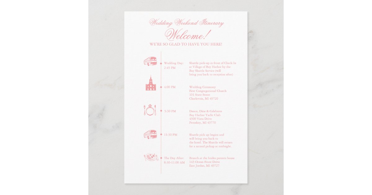 Wedding Reception Itinerary Timeline Program | Zazzle