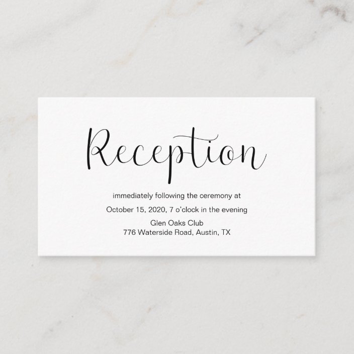 Wedding Reception, Minimal design, Black font Enclosure Card | Zazzle.com
