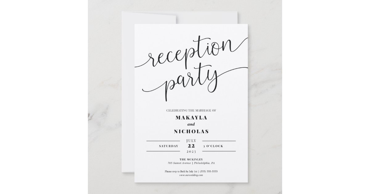 Wedding Reception Party Invitation | Zazzle