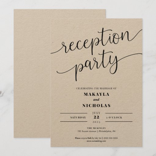 Wedding Reception Party Invitation | Zazzle