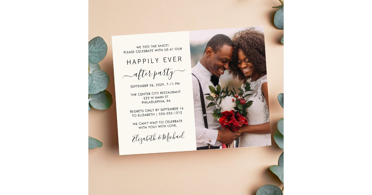 Wedding Reception Photo Cream Invitation | Zazzle