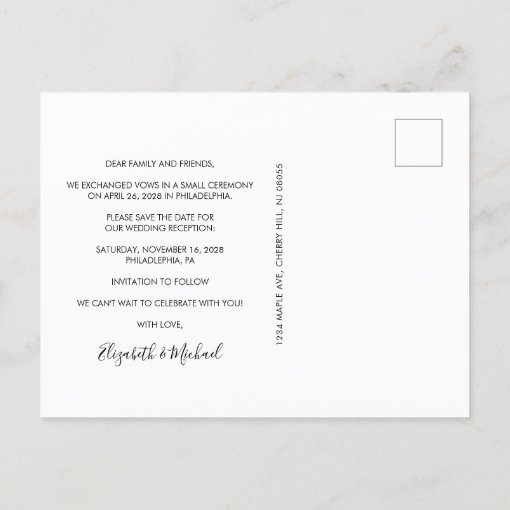 Wedding Reception Photo Save The Date Announcement Postcard | Zazzle