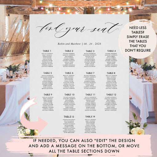 Wedding Reception Seating Chart Foam Board Sign | Zazzle