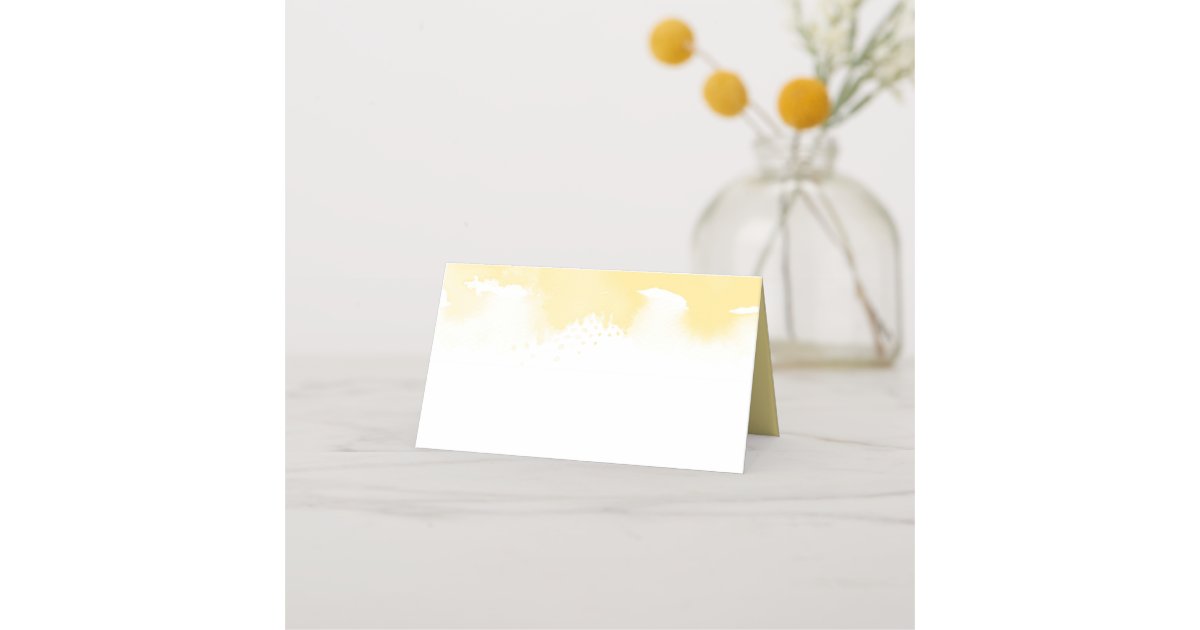 WEDDING RECEPTION stylish watercolor yellow Place Card | Zazzle