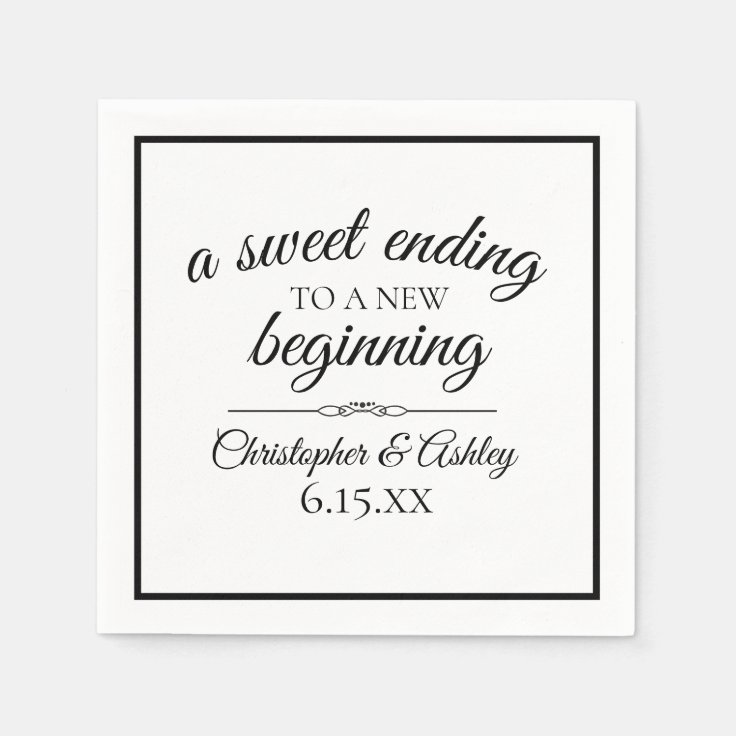 Wedding Reception Sweet Ending New Beginning Napkins | Zazzle