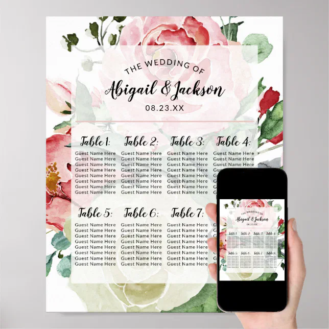 Wedding Reception Table Number Seating Chart Sign | Zazzle