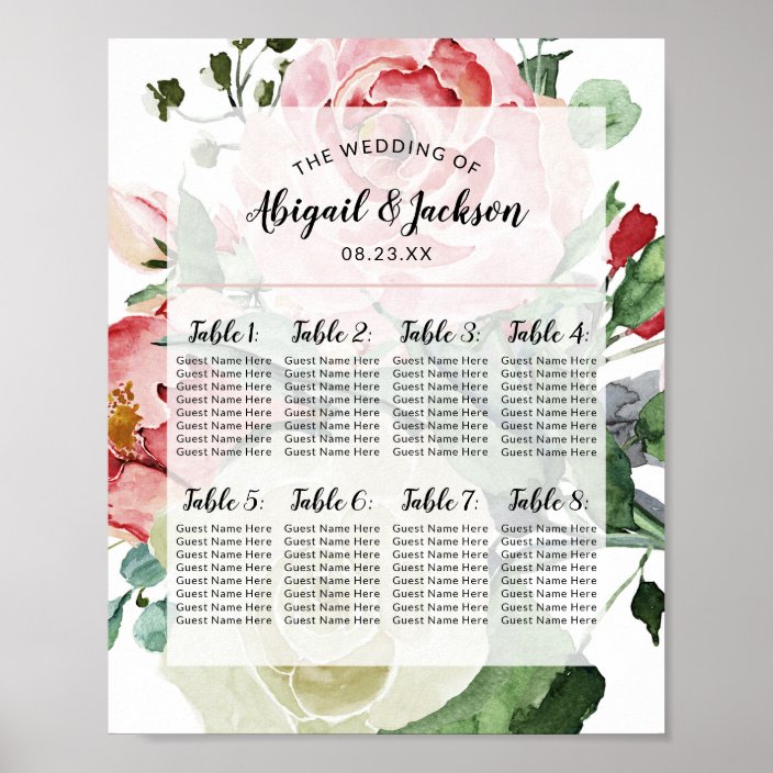 Wedding Reception Table Number Seating Chart Sign | Zazzle.com