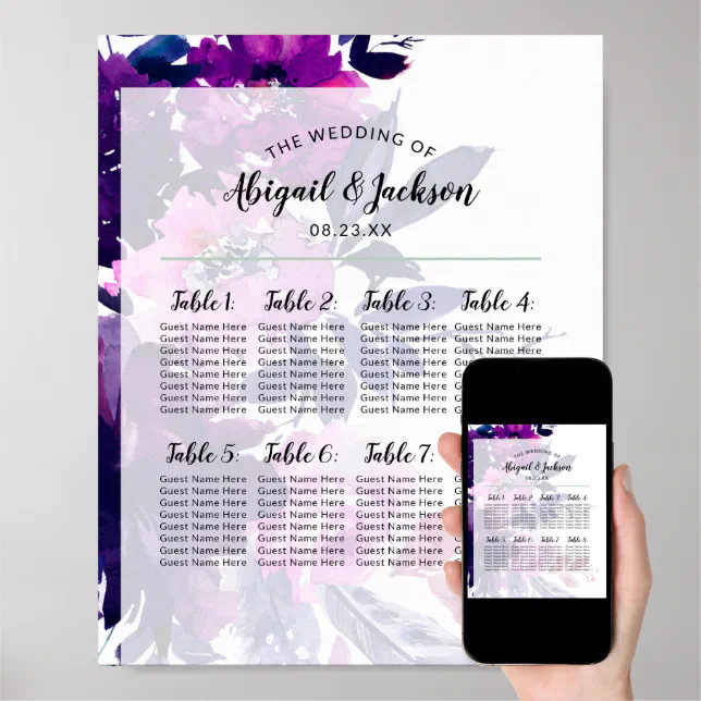 Wedding Reception Table Number Seating Chart Sign | Zazzle