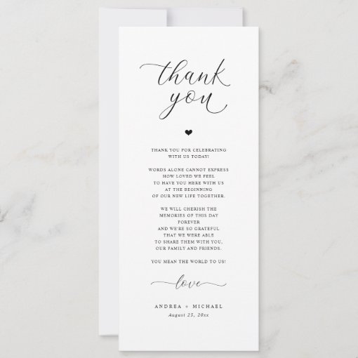 Wedding Reception Thank You Cards Elegant Romantic | Zazzle