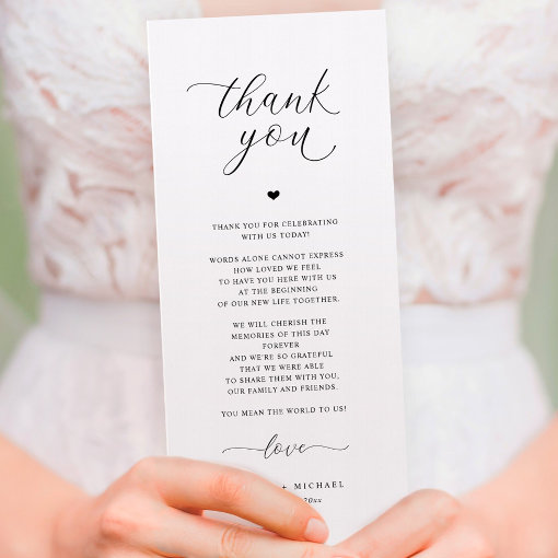 Wedding Reception Thank You Cards Elegant Romantic | Zazzle