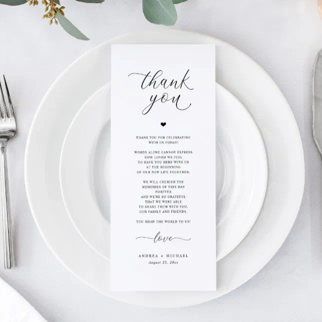Wedding Reception Thank You Cards Elegant Romantic | Zazzle