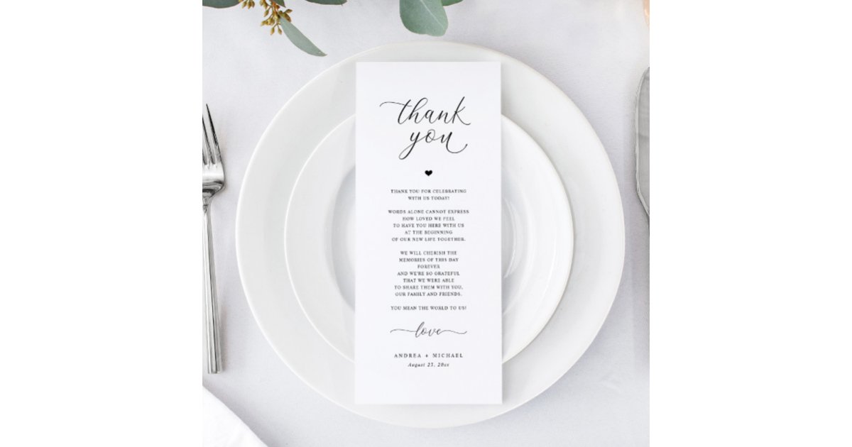 Wedding Reception Thank You Cards Elegant Romantic | Zazzle